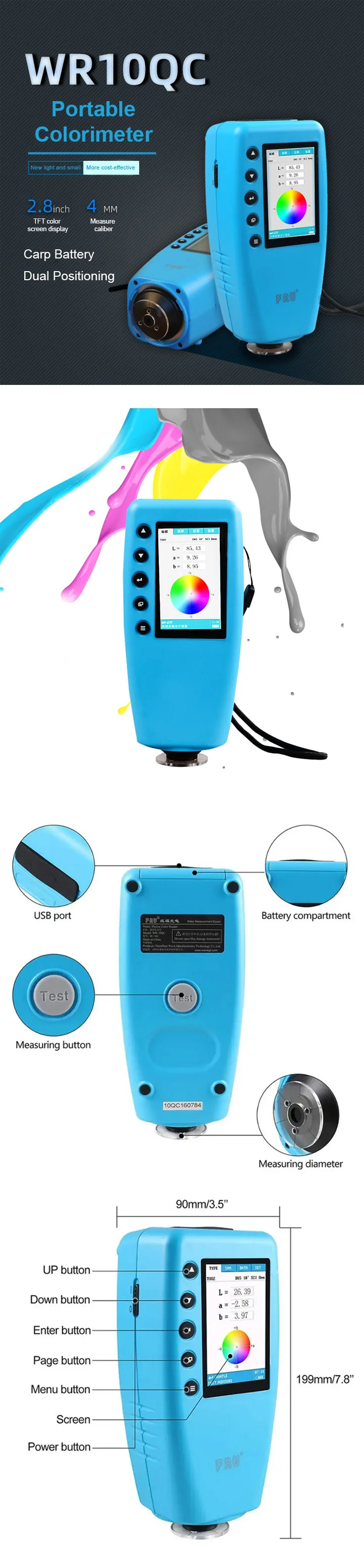 WR10QC Handheld Colorimeter - Precise 4mm Aperture Measurement