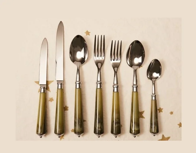 Fabulous Design Mirror Polished Metal Cutlery Set With Resin Handles ...