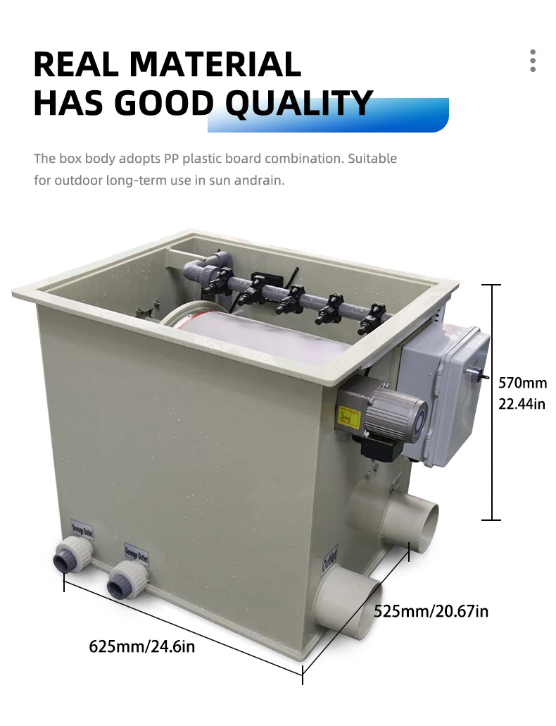 Qihangras Aquaculture Koi Pond Filtration 20 M3 Rotary Drum Filter For ...
