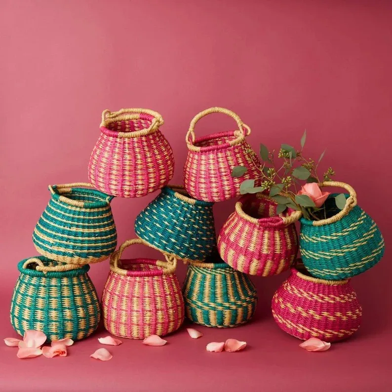 Cheap And Beautiful Natural Seagrass Bolga Basket Handmade Colorful ...