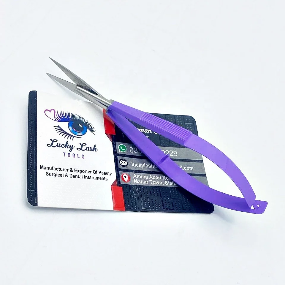 Straight Blade Purple Spring Scissor Solid Stainless Steel Eyelash ...