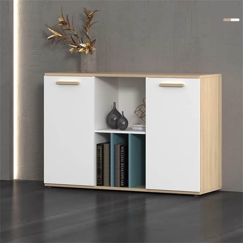 Workstation Wooden Organizer Tall Office Storage Cabinets With 2 ...