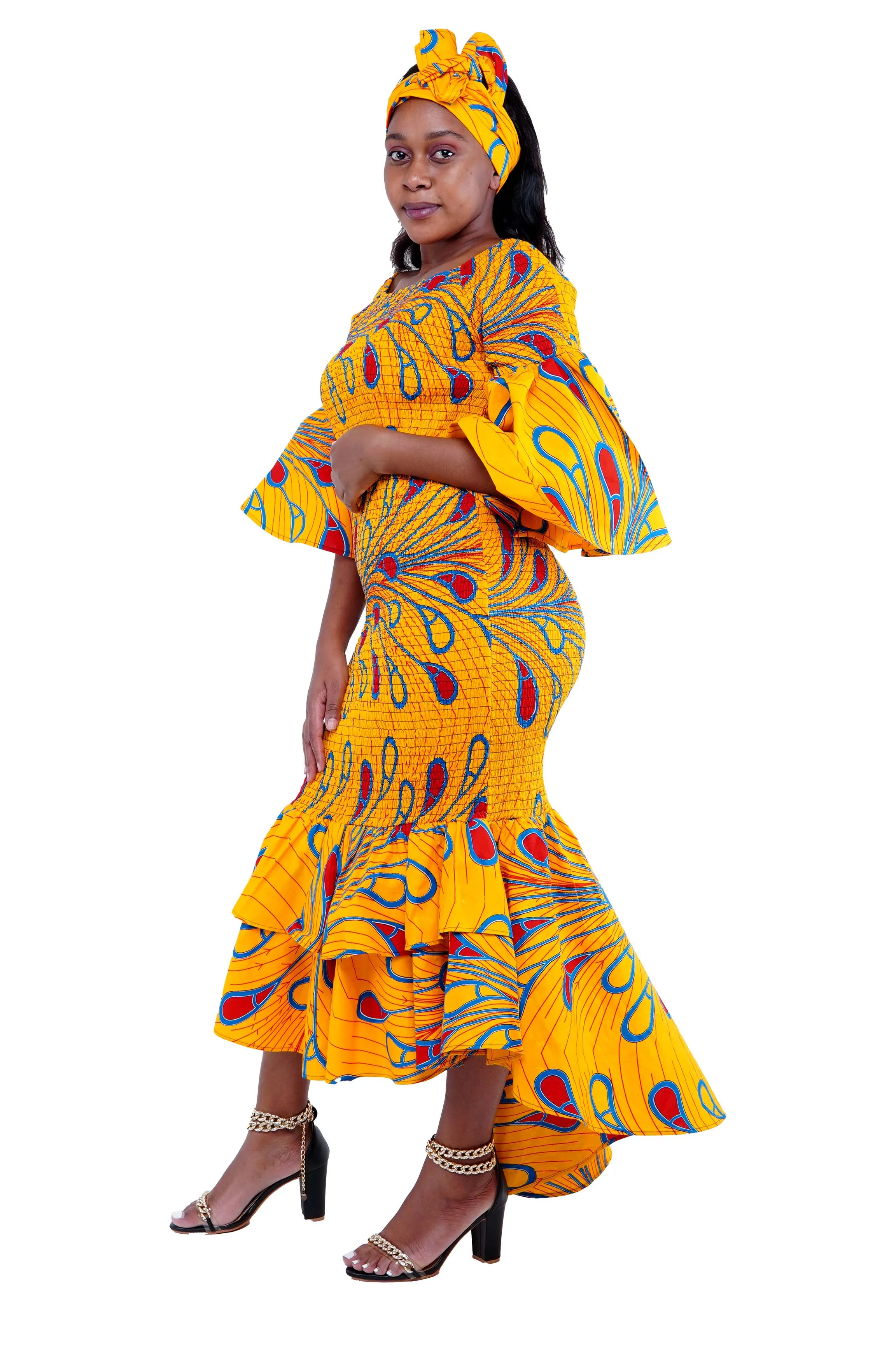 Wholesale Kente Long Smoked Fish Tail Dress African Clothing Dress ...