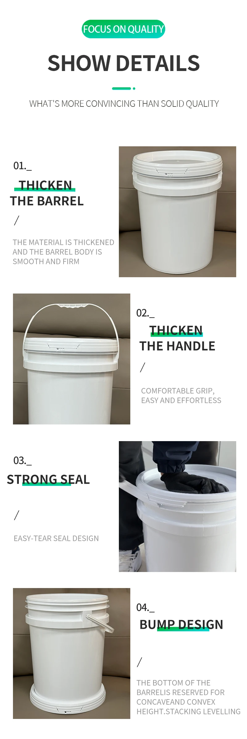 Factory Direct Food-Grade Plastic Buckets Square and Cylinder Shapes ...