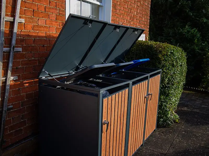 Outdoor Trash Bin Enclosure Triple Compartment Outdoor Waste Bin ...