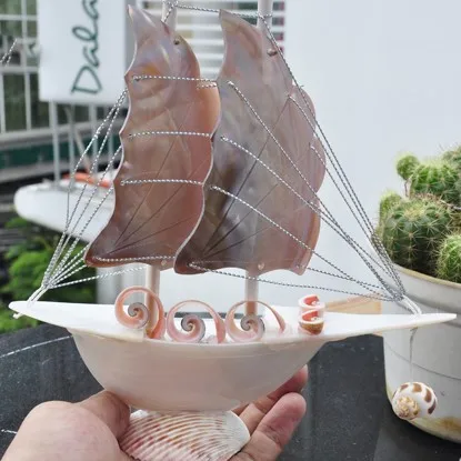 Seashell Ship Figurine Gifts Souvenirs Sailing Boat Ships Models Made ...