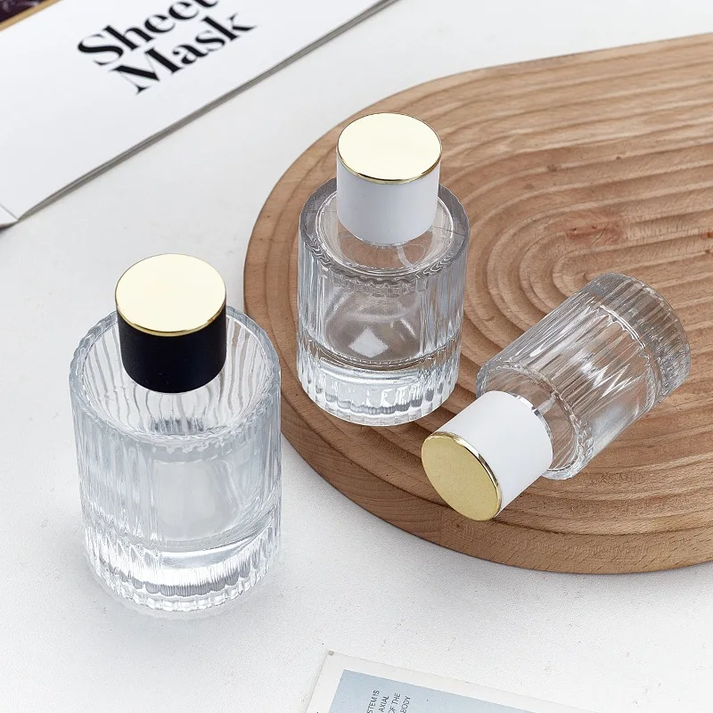 Luxury Custom Perfume Labels - Transparent Cylindrical Glass Bottles