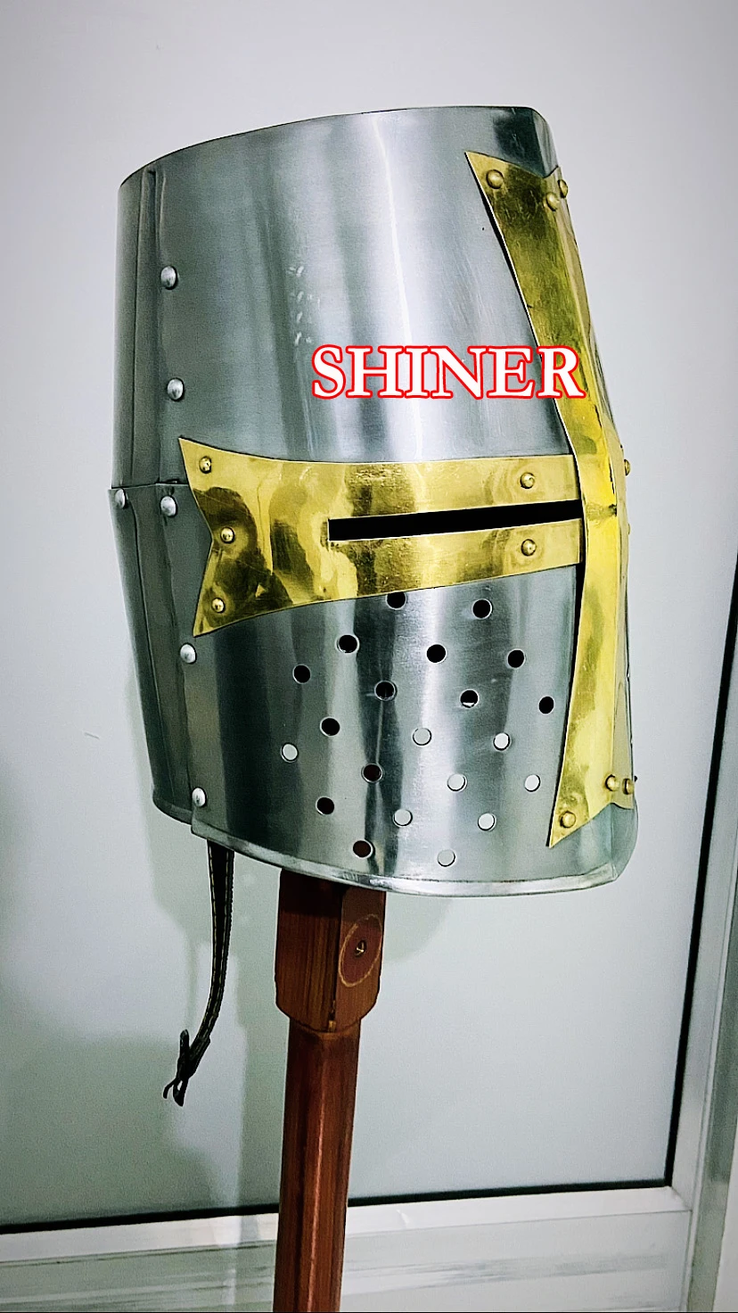 Medieval Templar Brass Crusader Knight Armor Helmet Greek Roman Spartan ...