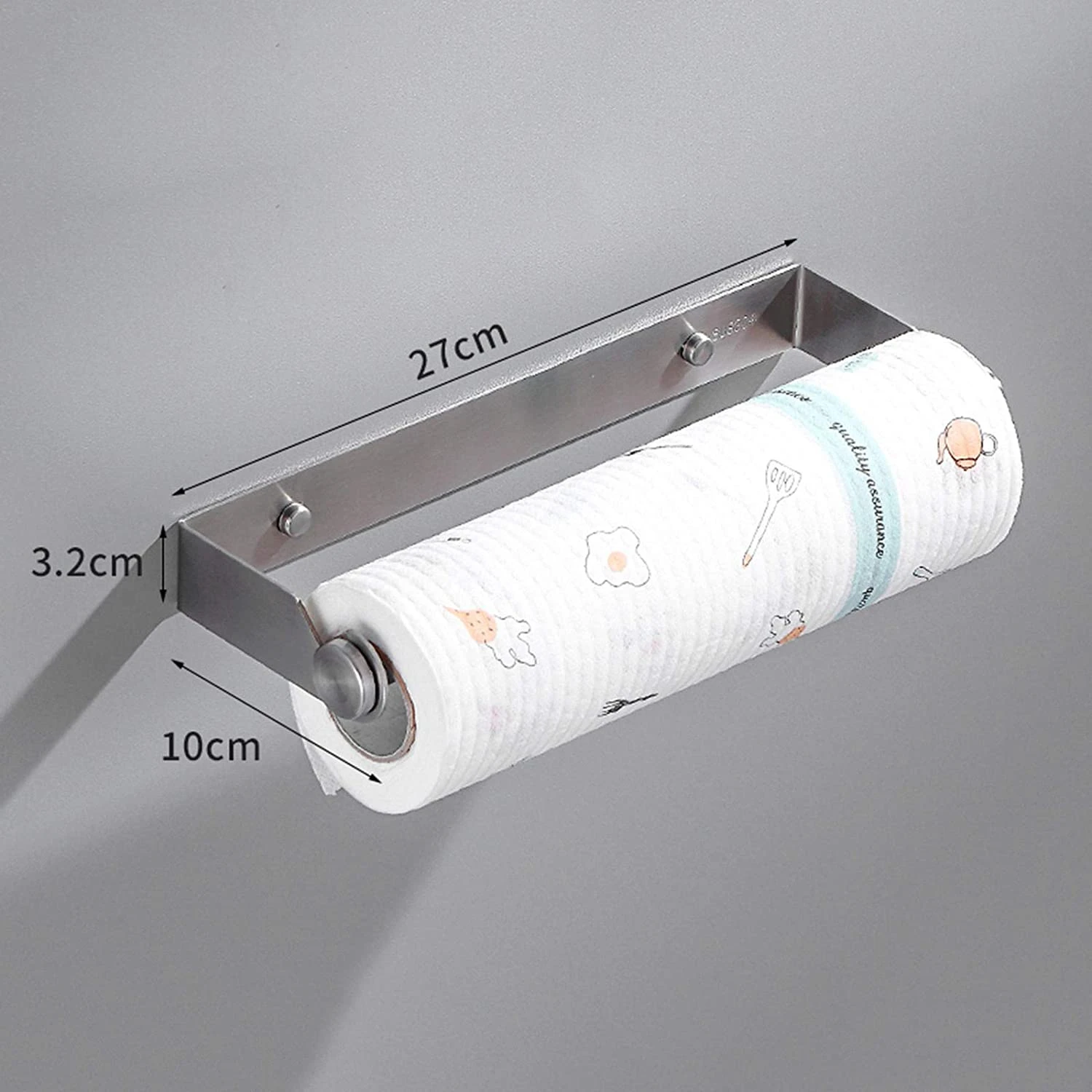 Wall Mounted Paper Roll Holder Under Cabinet Silver Stainless Steel ...