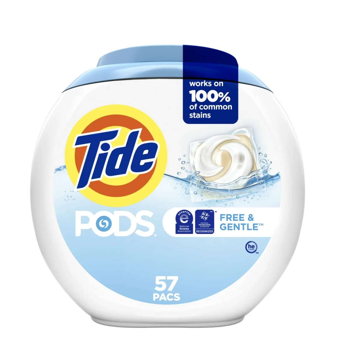 For Tide Hypoallergenic Unscented Free And Gentle Laundry Detergent Packs 57 Count Disposable ...