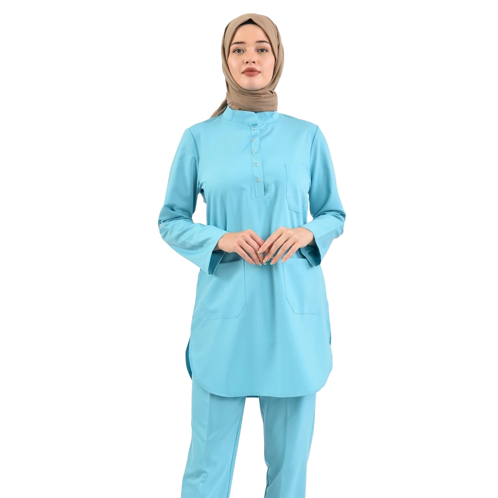 Custom Private Logo Ridiculously Soft Design Nurs Mandarin Collar Long ...