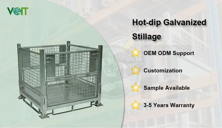 Custom Heavy Duty Galvanized Foldable Dismantlable Metal Wire Mesh Pallet Stillages with Lids ...