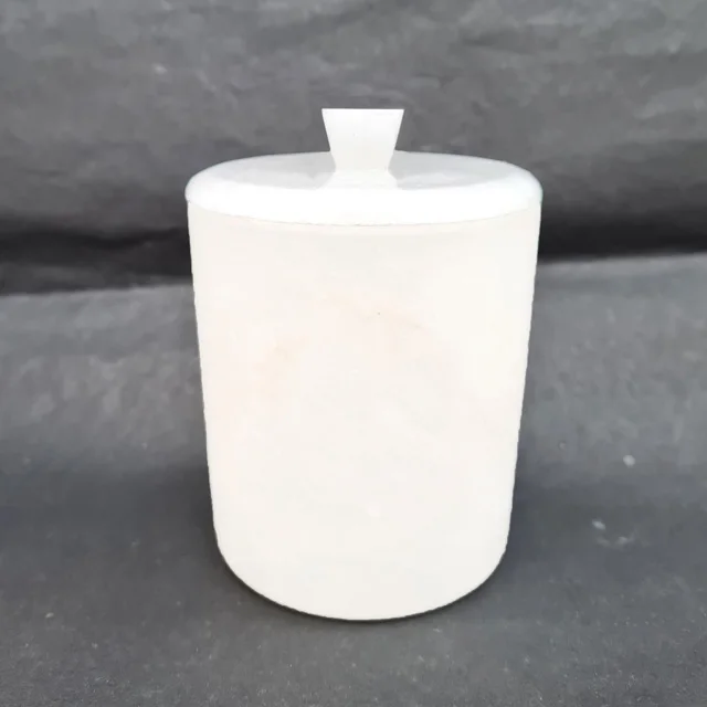 Natural Stone White Alabaster Candle Jar With Lid With Knob Metal Knob ...