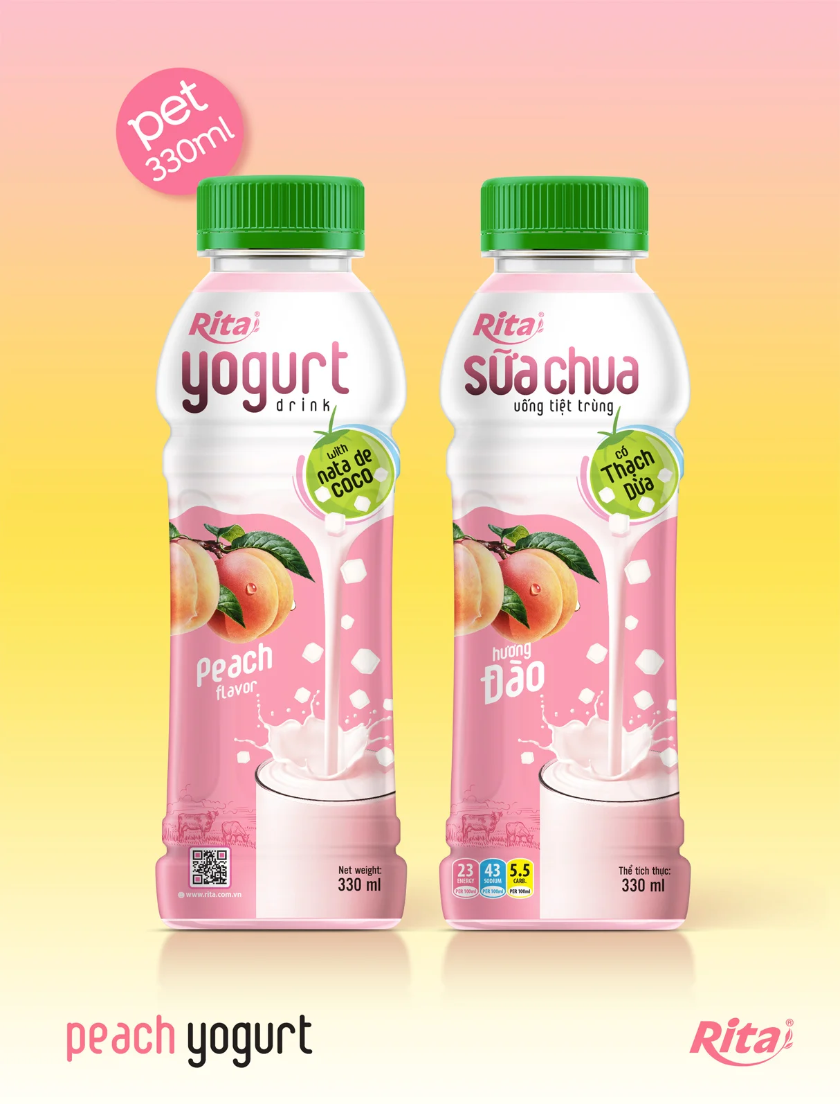 330ml Bottle RITA Yogurt Milk Drink with Peach Flavor OEM Beverage ...