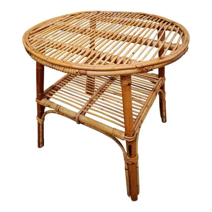 Strong and Sturdy Rattan Table with Natural Finish and Warm Interior ...