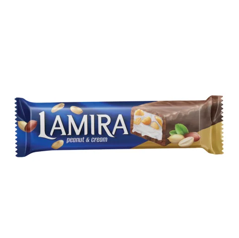 Lamira Chocolate Bar Filled With Cream And Peanut Brown Packaging 50g ...