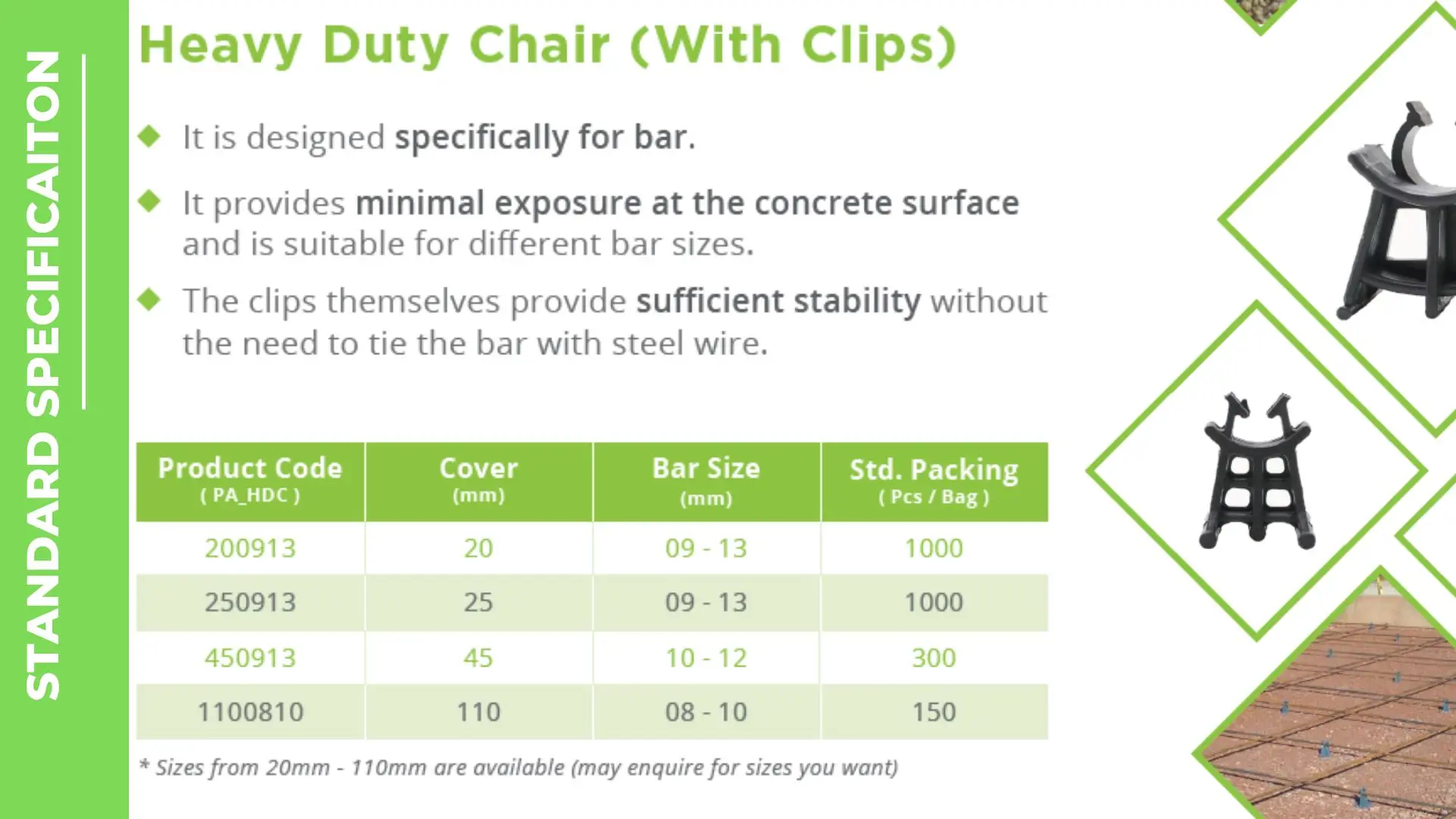 Concrete Formwork Accessories Heavy Duty Plastic Spacers Single Cover ...