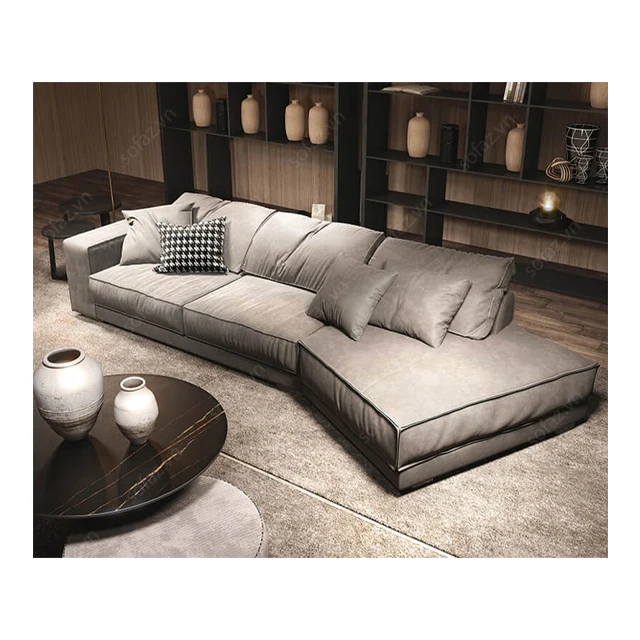 High quality cheap sofa Korean leather sofa 3-seat living room diagonal ...