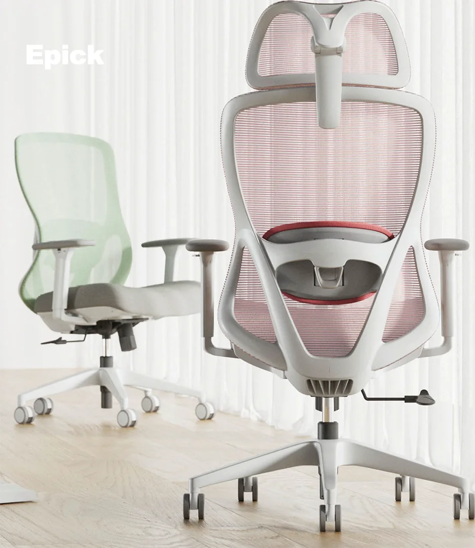 White Mesh Office Chair Adjustable Ergonomic Chair Hard-working Office ...