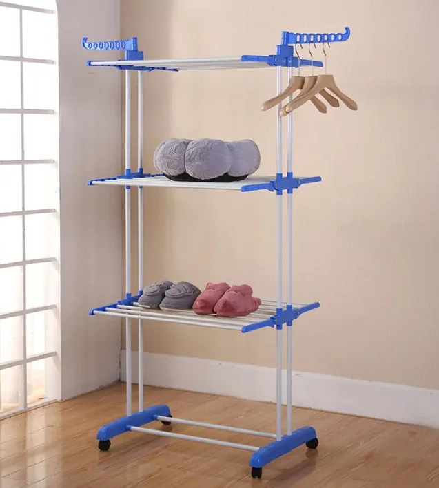 3-Tier Heavy Duty Stainless Steel Clothes Drying Rack Foldable Indoor ...