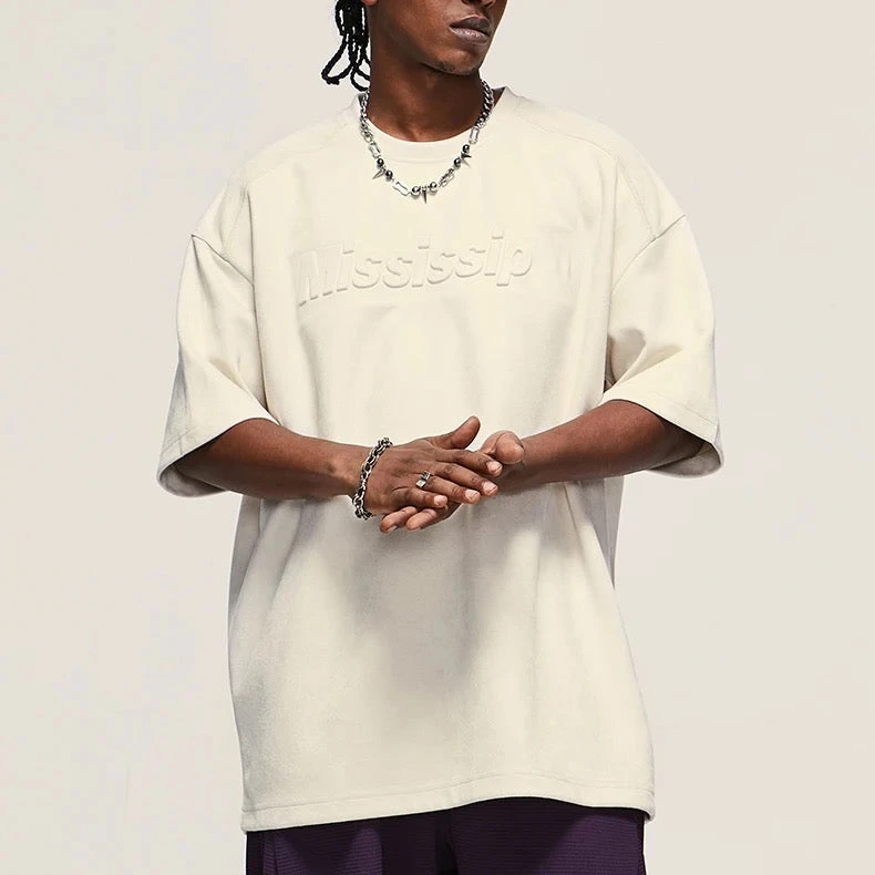 Wholesale Custom Embossed T-shirts Heavyweight Cotton Fleece Plus Size ...