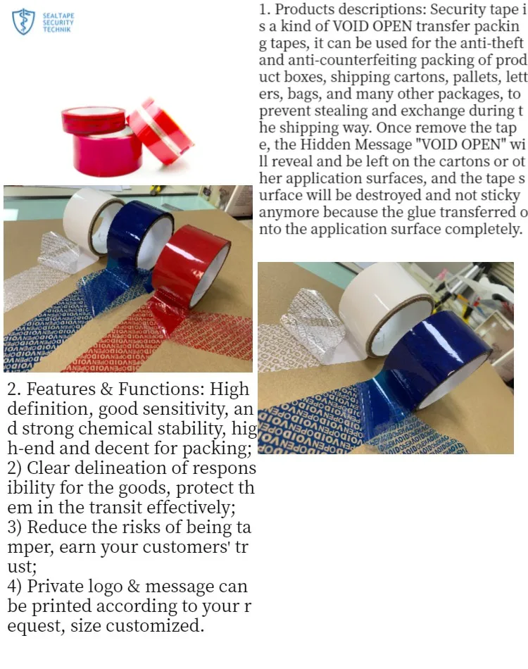 High Quality Carton Packing Tape Void Security Tape Tamper Evident Tape ...