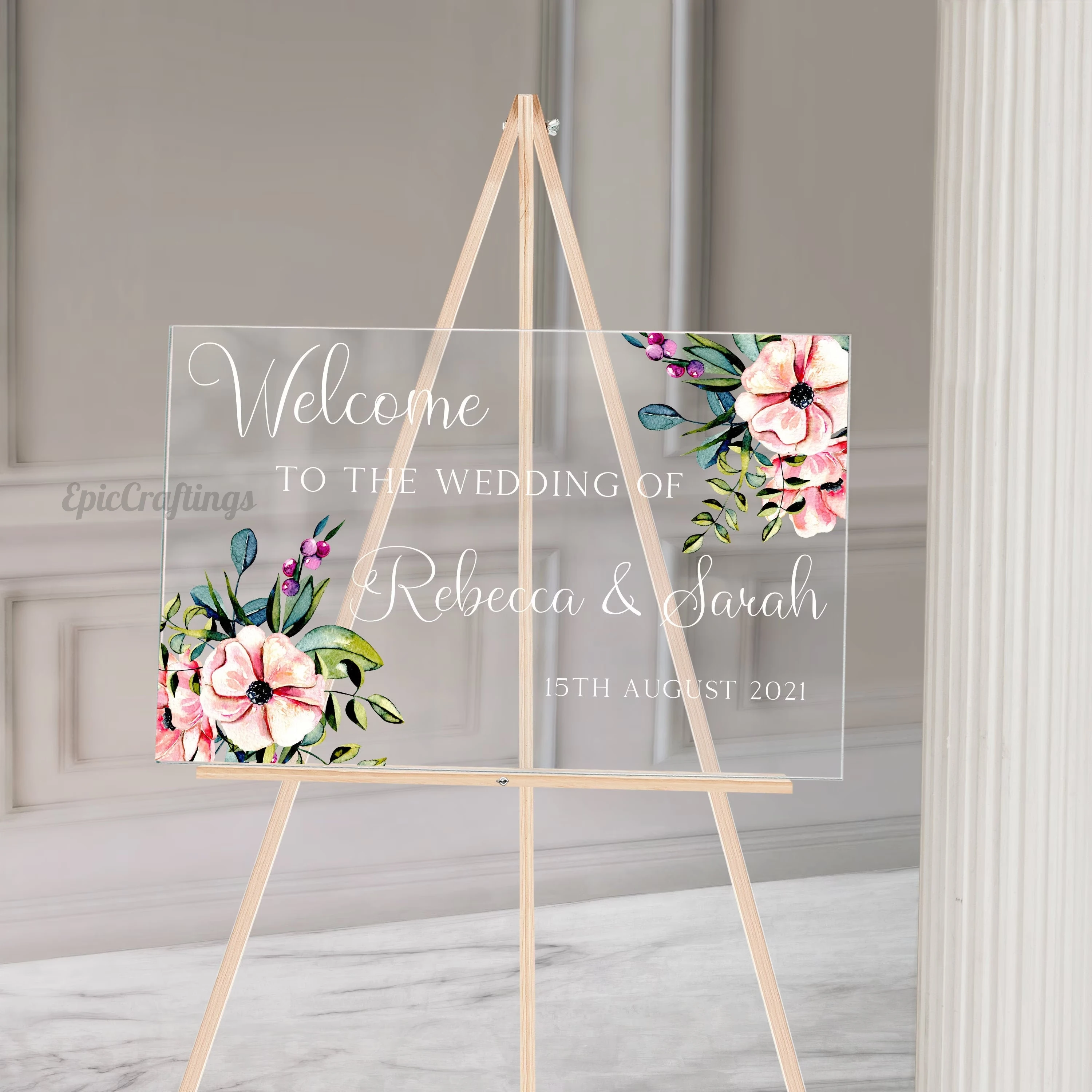 Personalized Acrylic Wedding Seating Chart Sign Elegant Acrylic Wedding ...