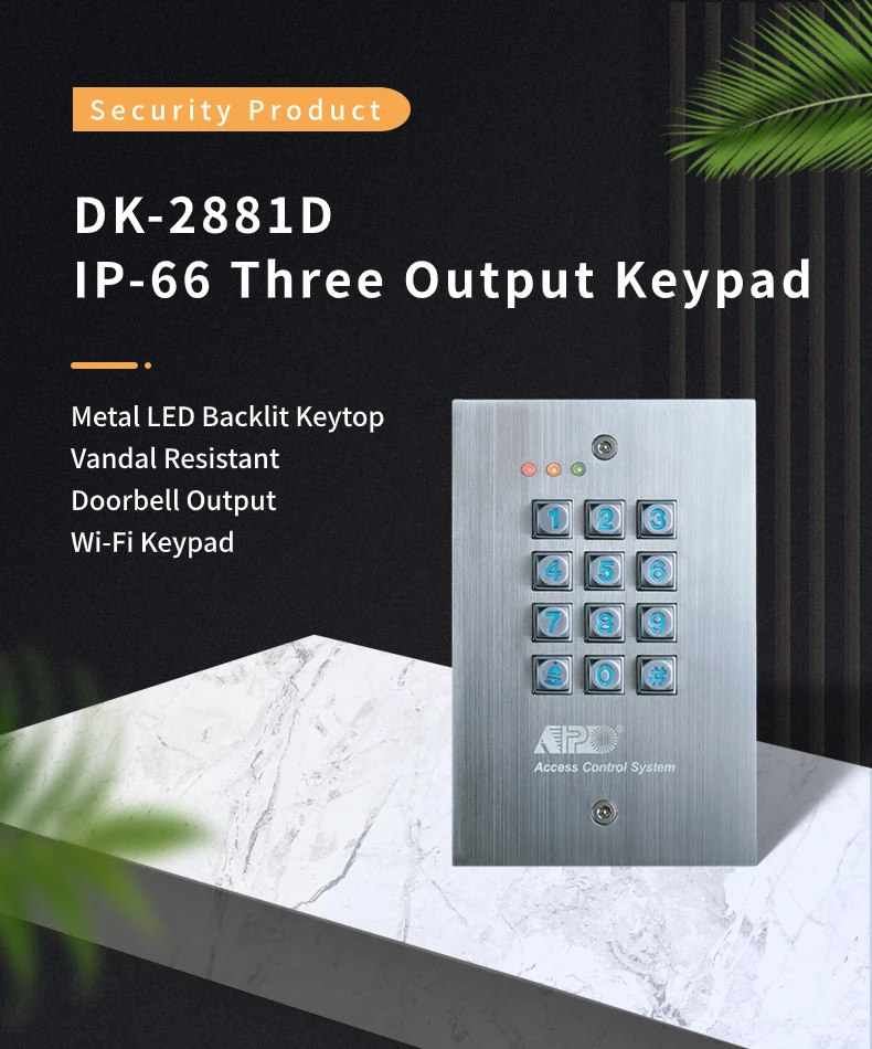 Dk-2881d (p0) Access Control Standalone Door Keypad Vandal Resistant ...