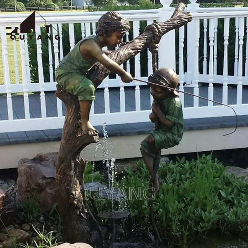 Quyang Life Size Outdoor Decorative Copper Kids Statue Bronze Brass ...