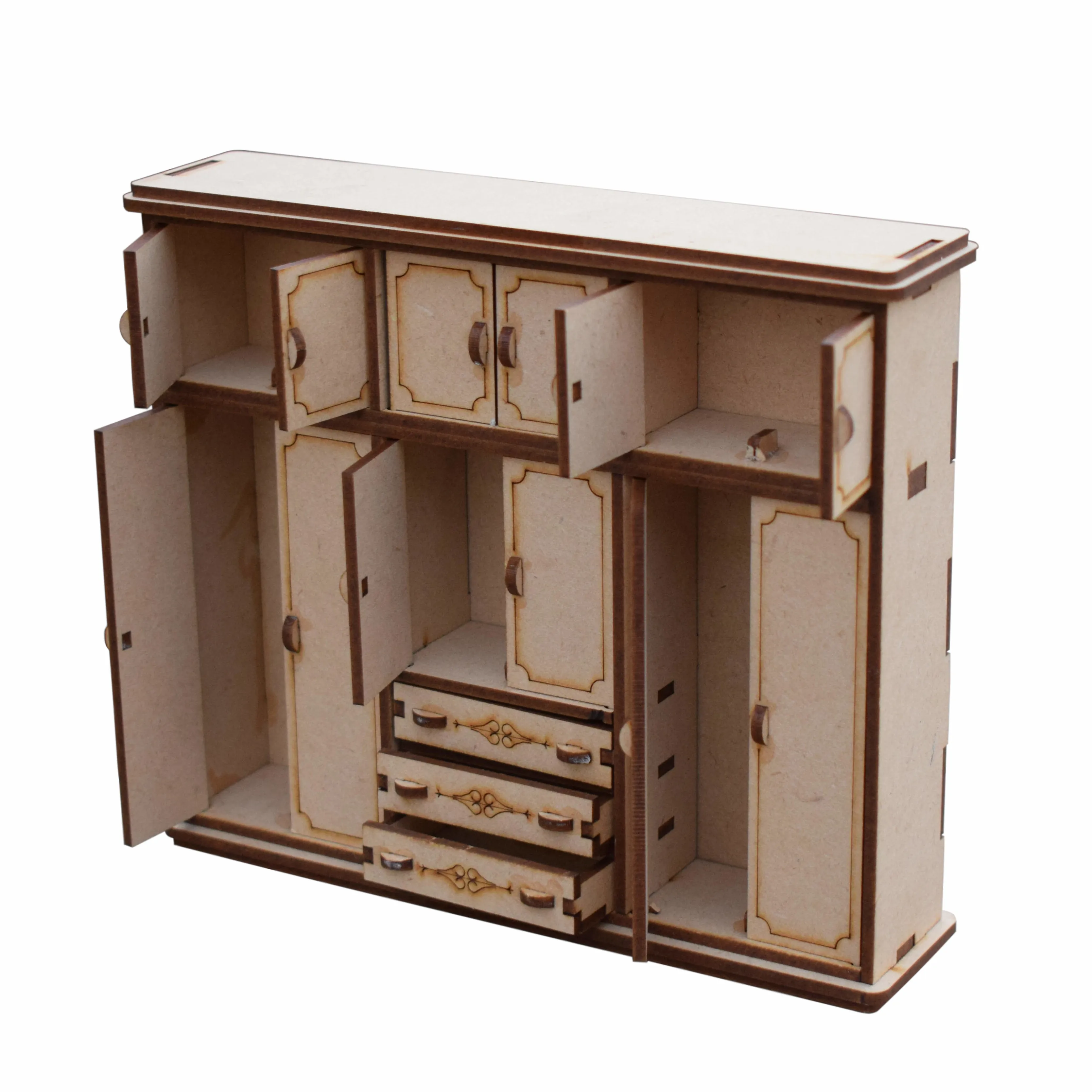 Miniature Wardrobe - Laser Cut Wood Dollhouse Furniture