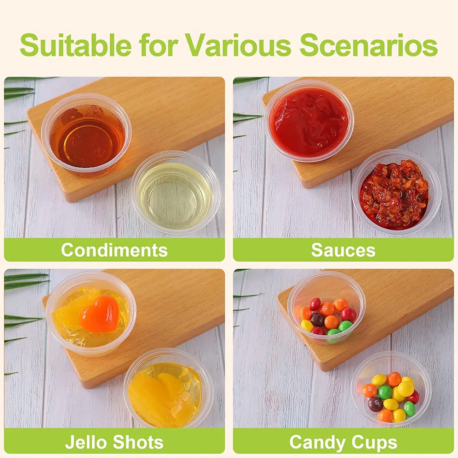 3.25 Oz Clear/black Plastic Portion Cups With Lids Souffle Cups ...