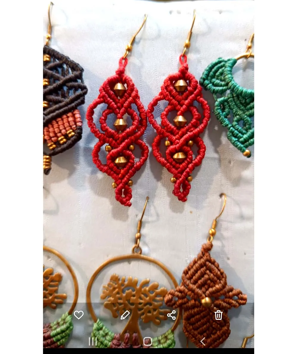 Amazing Looking Bohemian Style Multi Color Thread Macrame Earring Cute ...