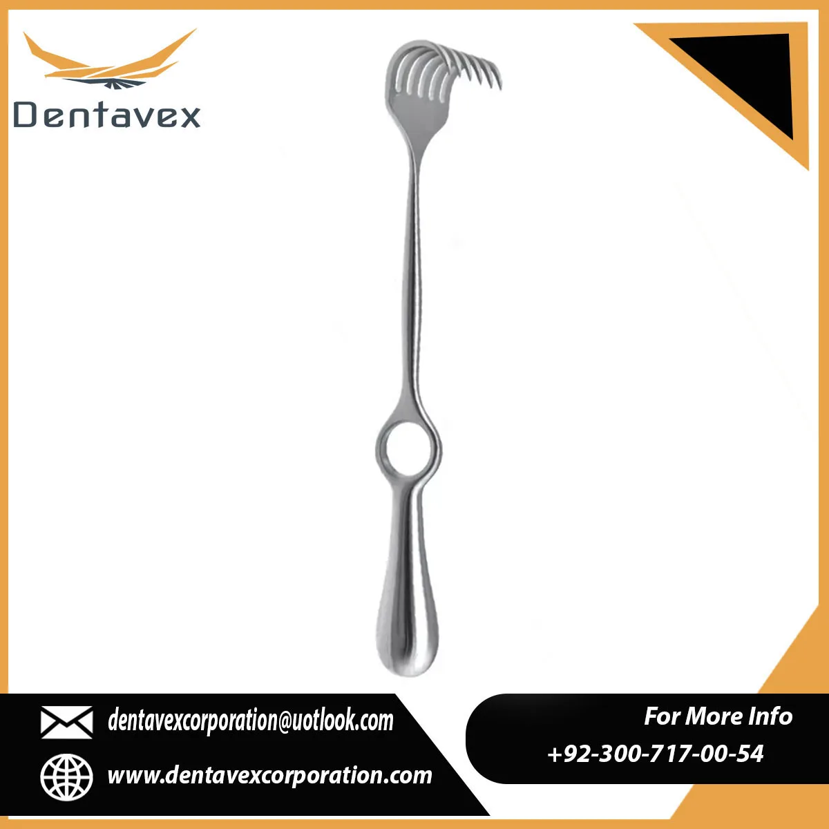 Krasky Retractor 11 Curved Blade 2 X 1 With 6 Sharp Prongs Finger Grip ...