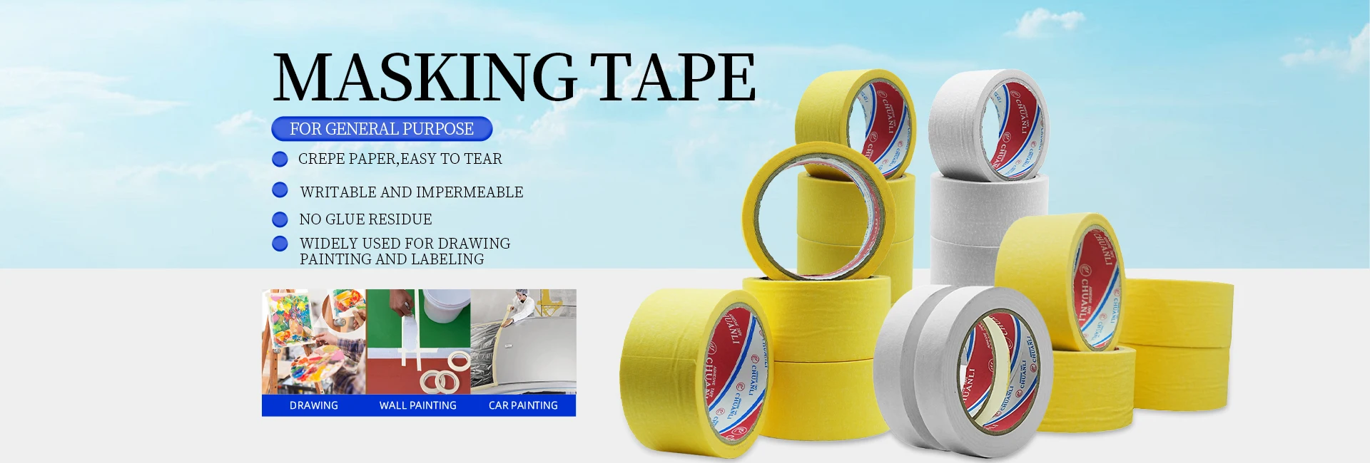 Wholesale Price Colored Automotive Masking Paper Adhesive Tape For Car ...