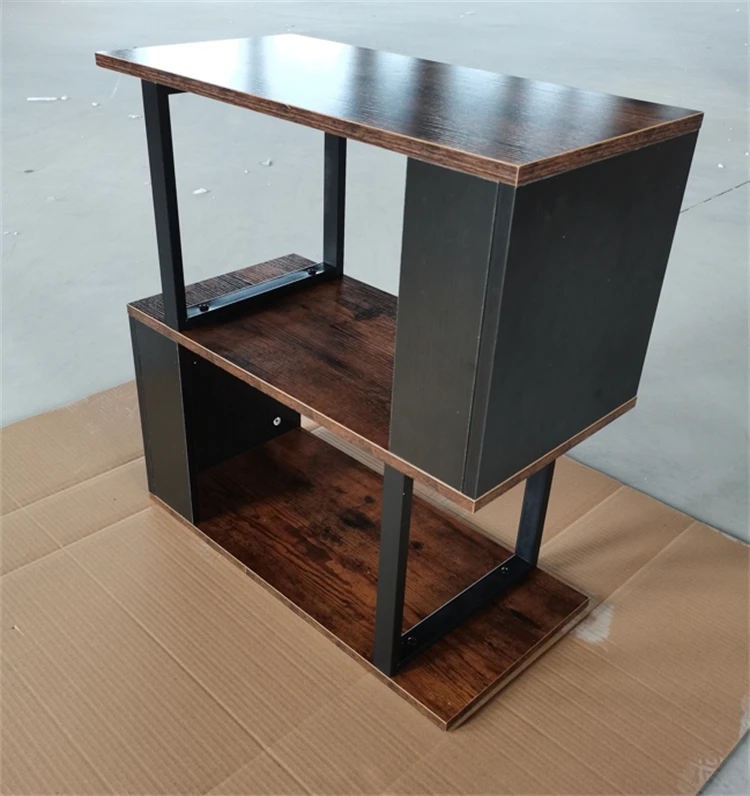 YQ FOREVER Modern Wooden Bookshelves Corner Desk Bookcase Combination ...