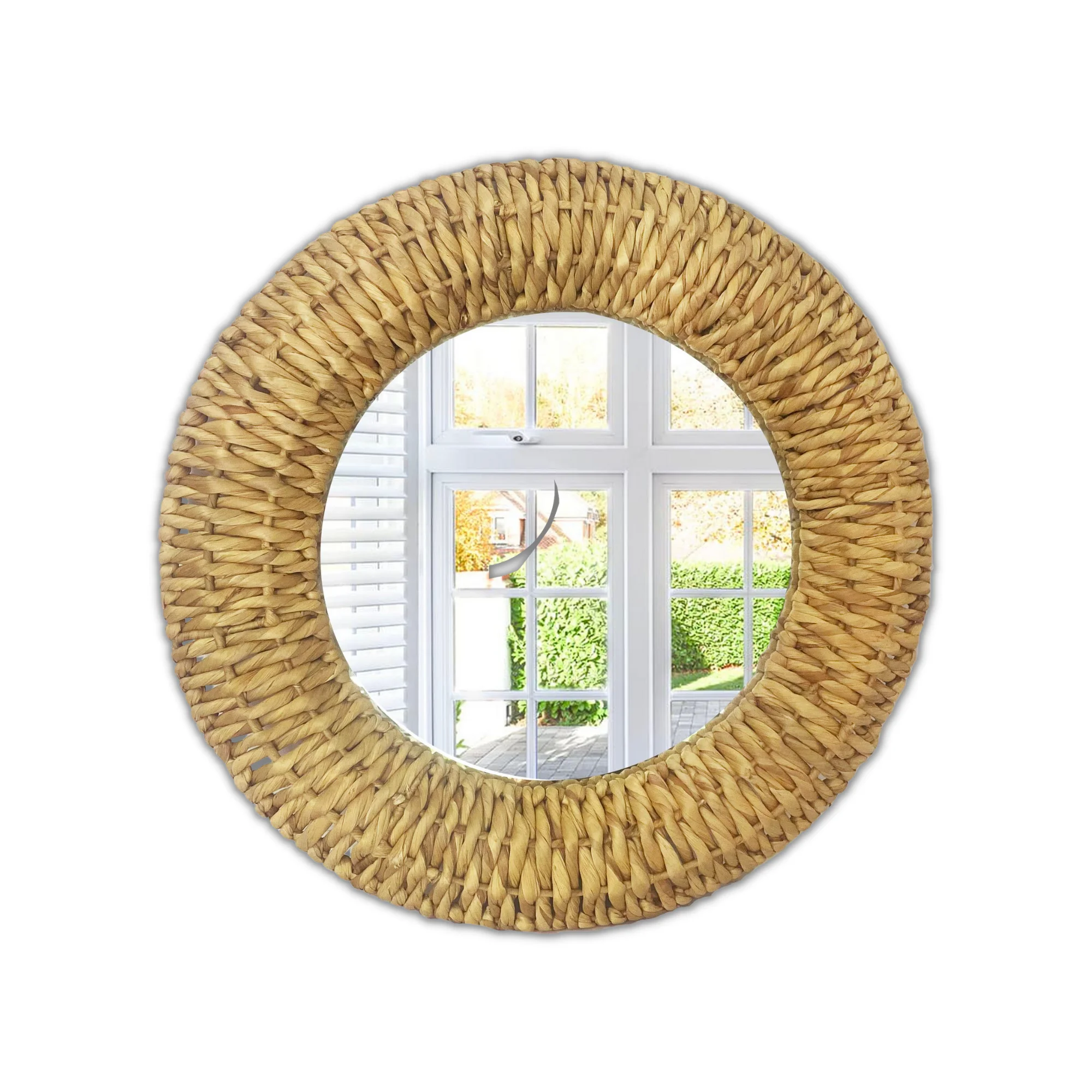 Newest Design Handwoven Natural Hyacinth Round Wall Mirror - Unique ...