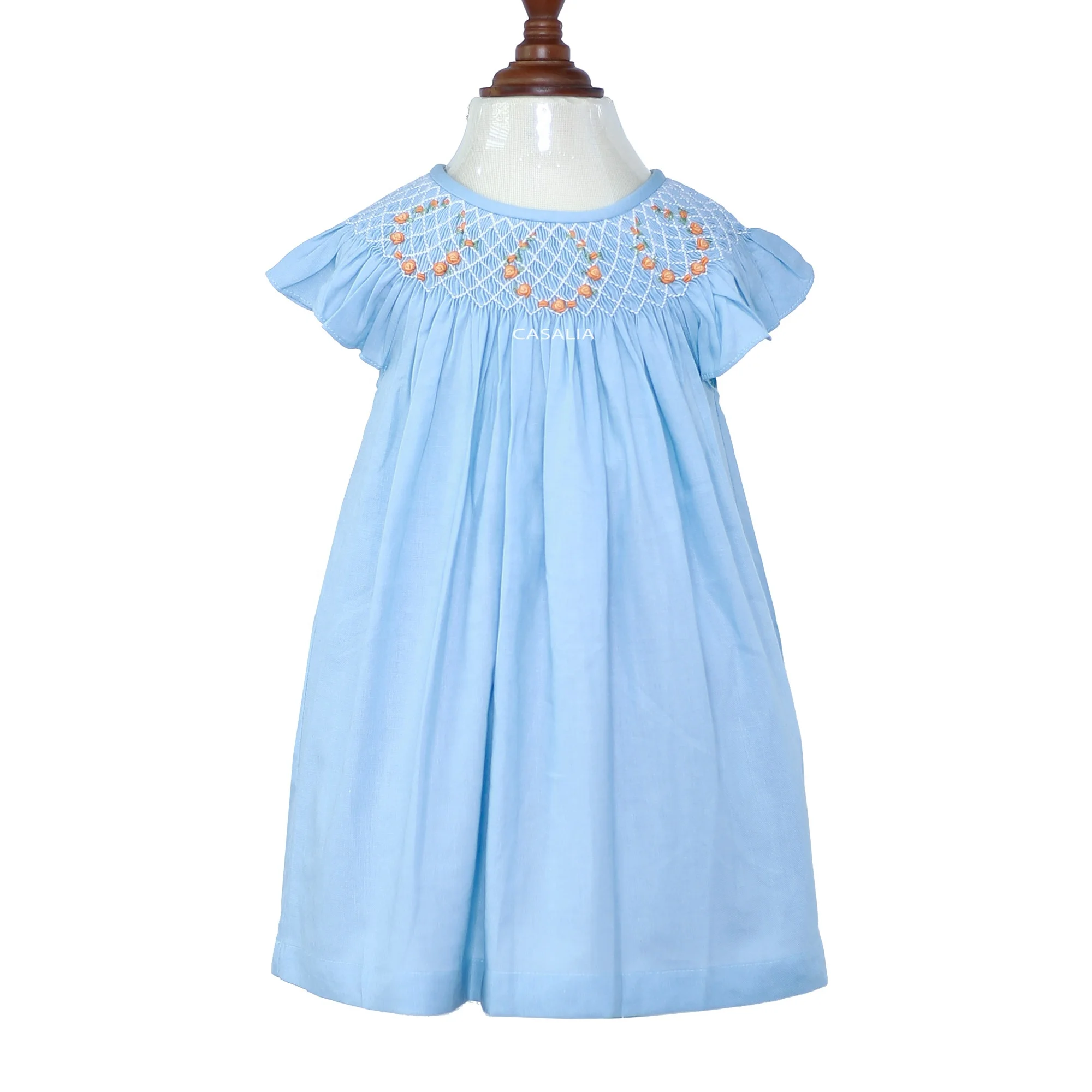 Cute Lemon Red Smocked Girls Dress - Custom Embroidered A-line Princess ...