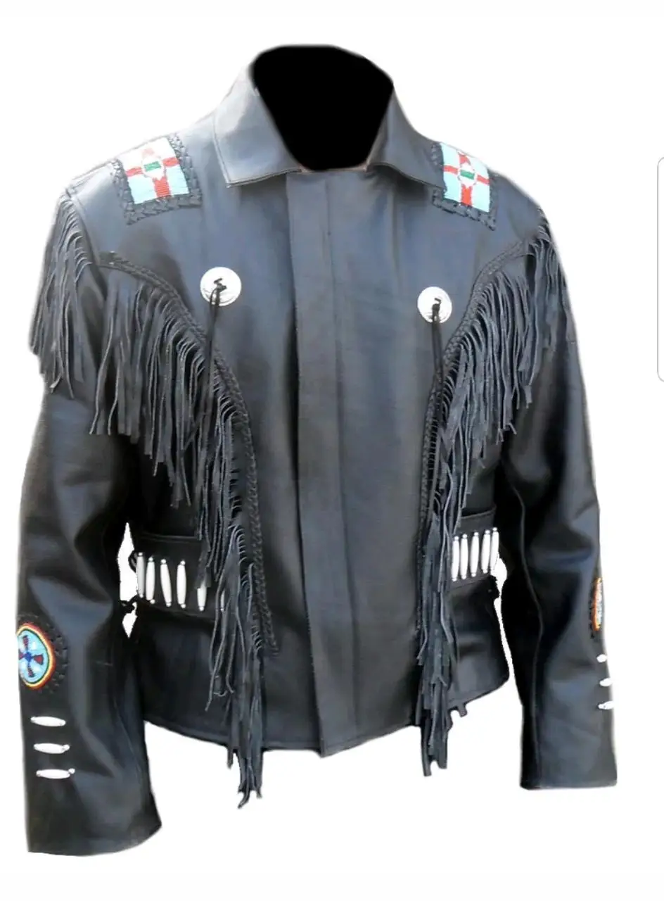 Hand Made Premium Cow Leather Men Leather Jacket Western Cowboy Jacket ...