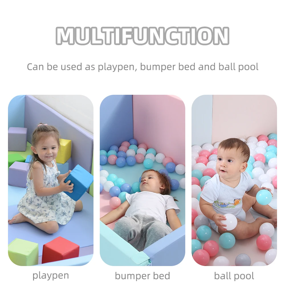 Kids Foldable Soft Foam Playpen Safety Play Center Ball Pool Bumper Bed ...