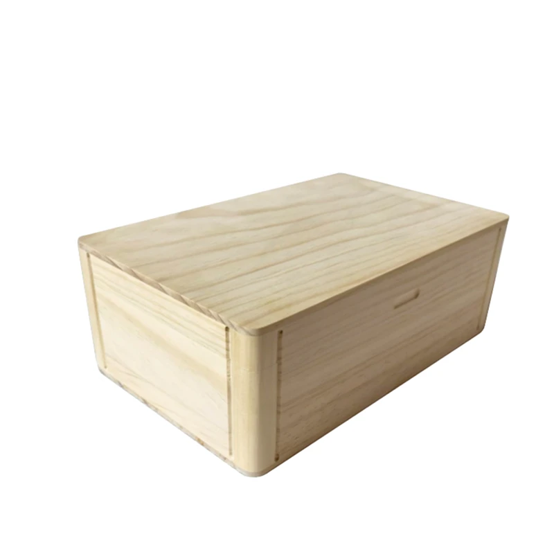 Multipurpose Unpainted Pine Wooden Storage Chest with Magnetic Hinged ...