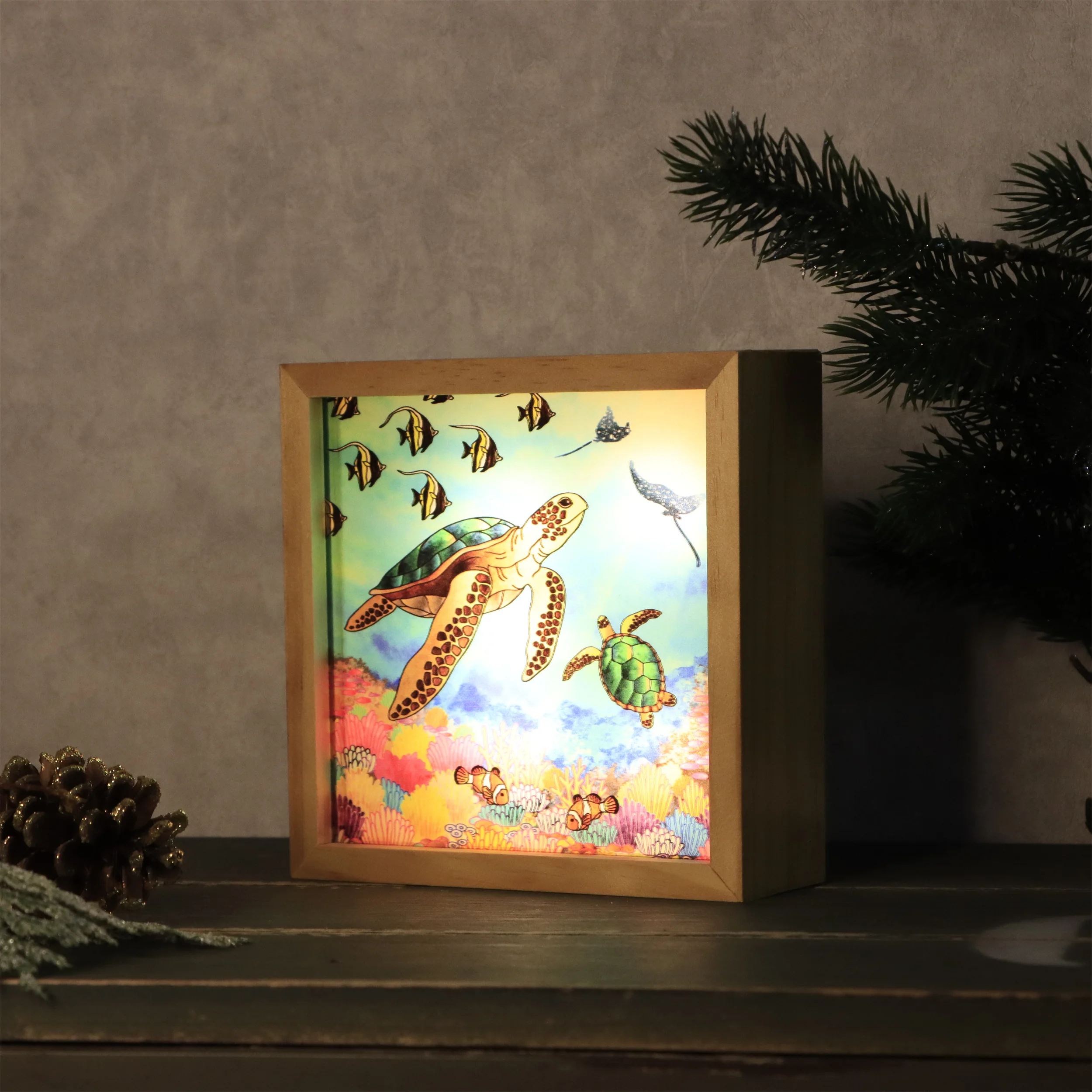 Decorative Stained Glass Photo Frame Lamp with Real Glass Panels and ...