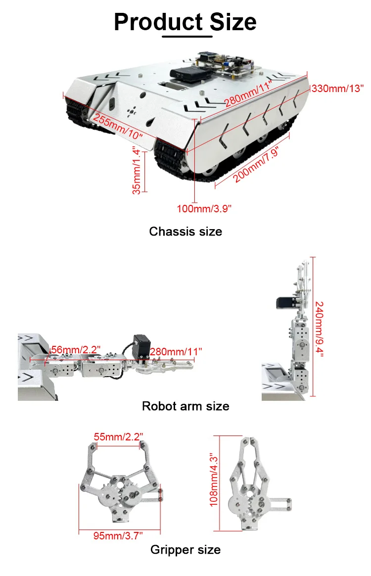 TS100L STM32 Robot Chassis - ROS Platform with 448PPR Encoder