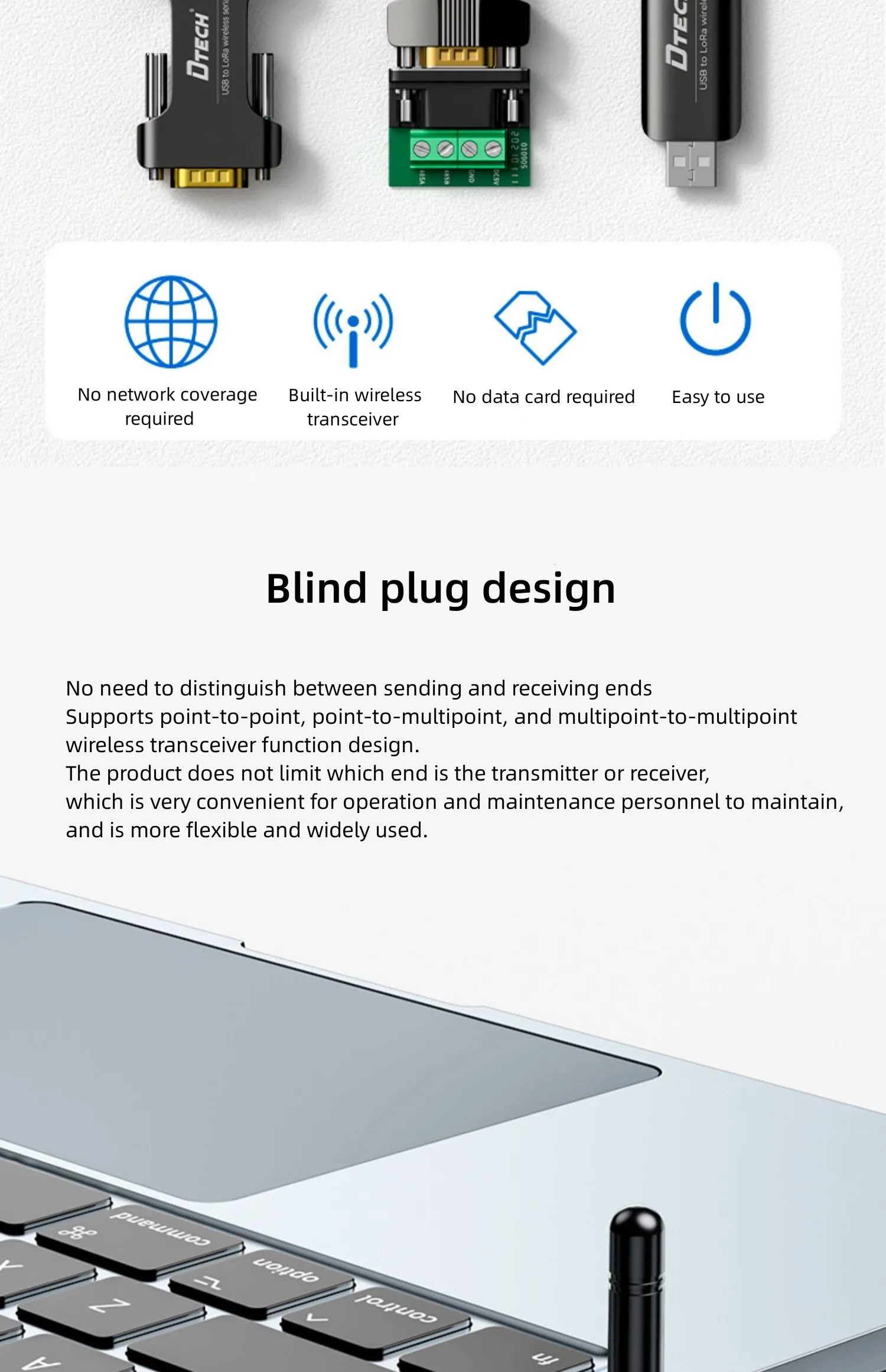 DTECH RS485 to LORA Wireless Data Transceiver for Smart Cities