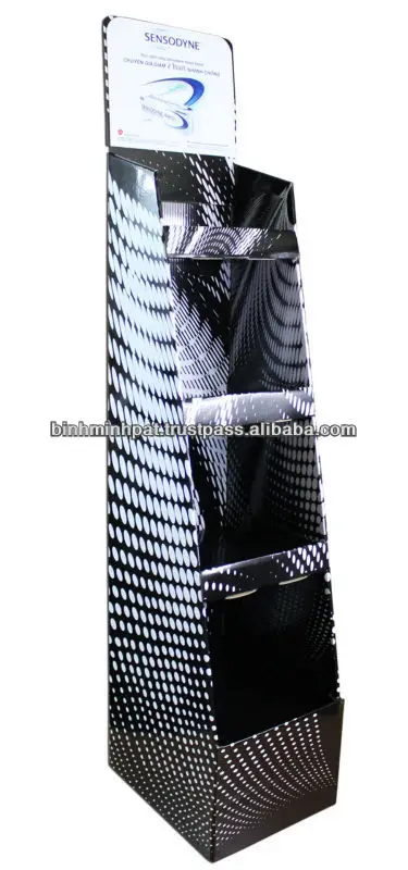 4-Tier Corrugated Paper Display Shelf Custom Cardboard Floor Display ...