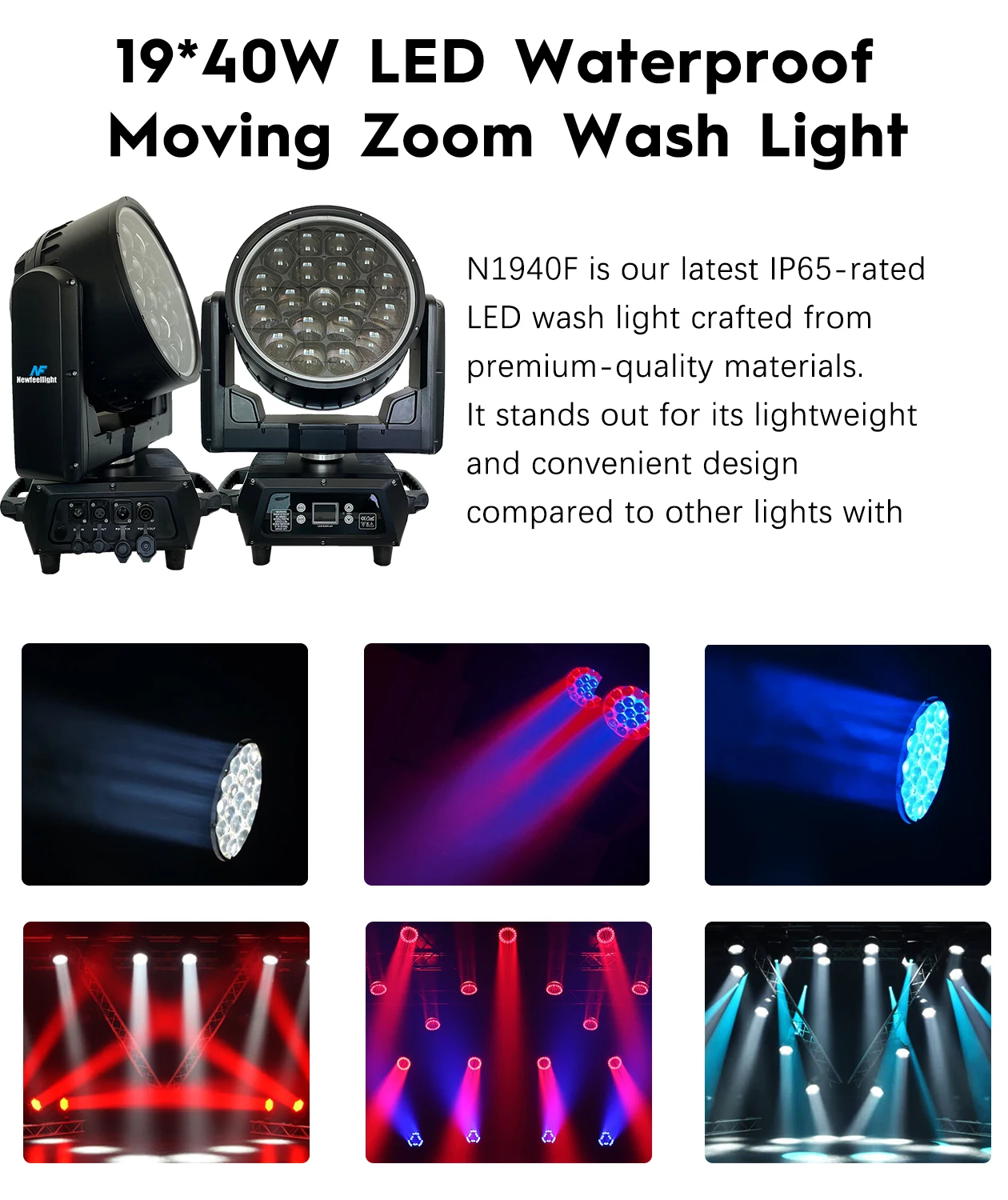 19*40W LED Waterproof Moving Zoom Wash Light Suitable for Party Stage ...