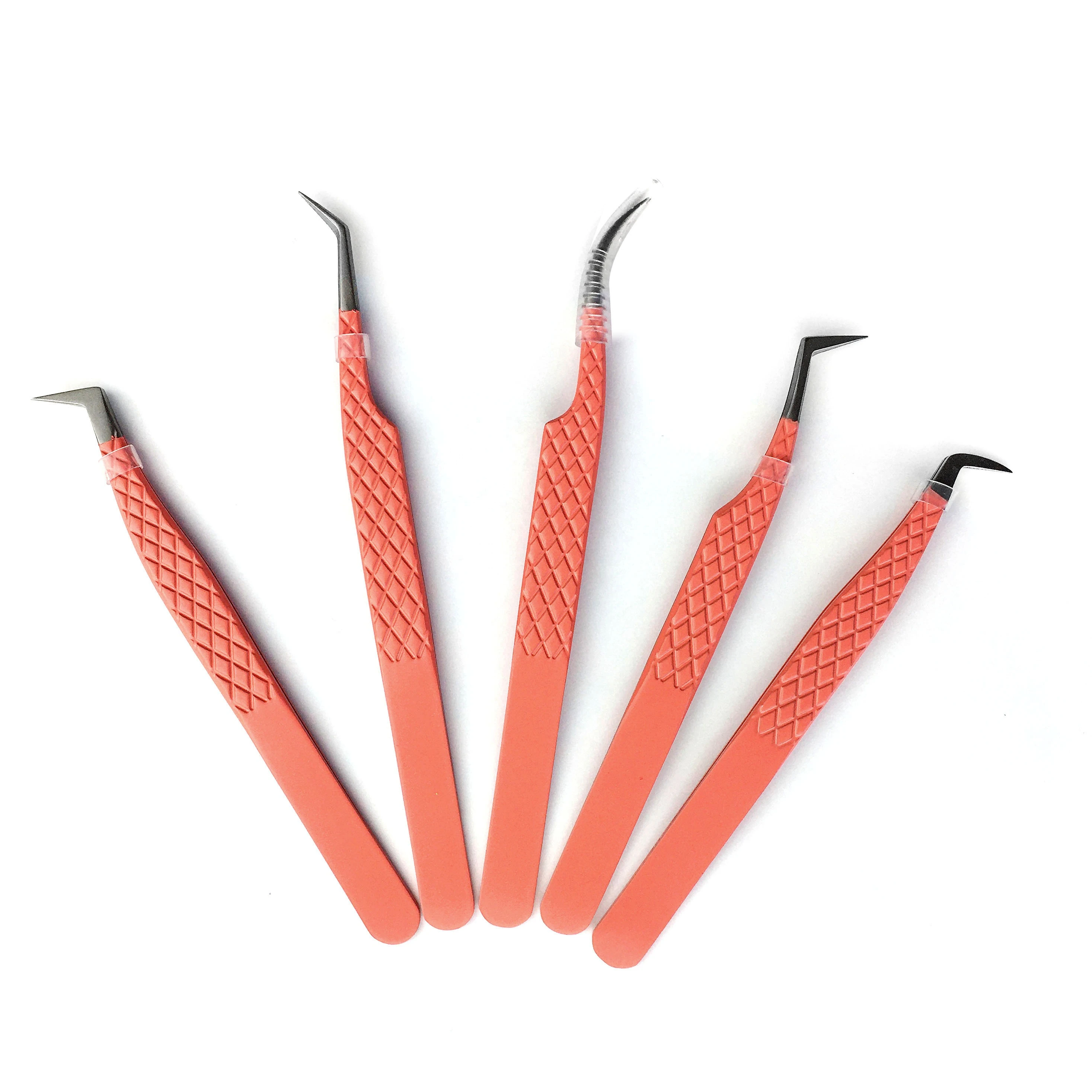 Tightly Closed Fiber Tip Eyelash Pink Nano Grip Lash Tweezers Fiber Tip ...