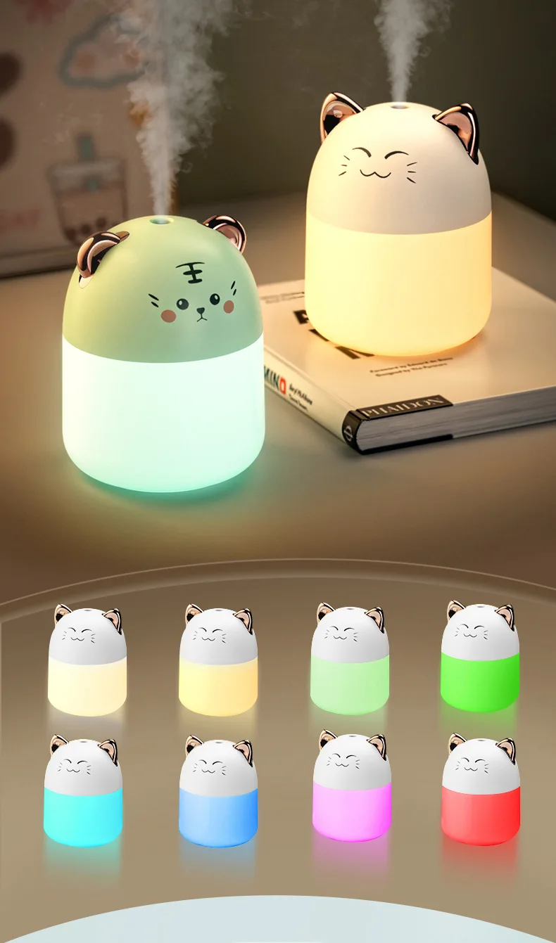 New Desktop Mini Cute Pet Humidifier With Colorful Light 250ml Mist ...