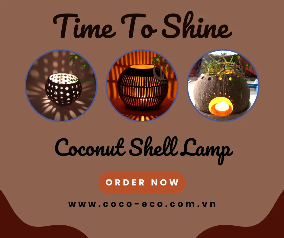 HAND MADE COCONUT SHELL LAMP PATTERN HANDICRAFT ECO FRIENDLY NATURAL ...