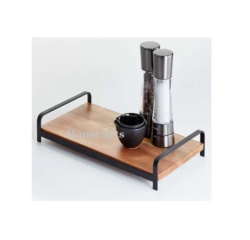 Customized Size Rectangular Shape Tray Fancy Design Wood With Leather ...