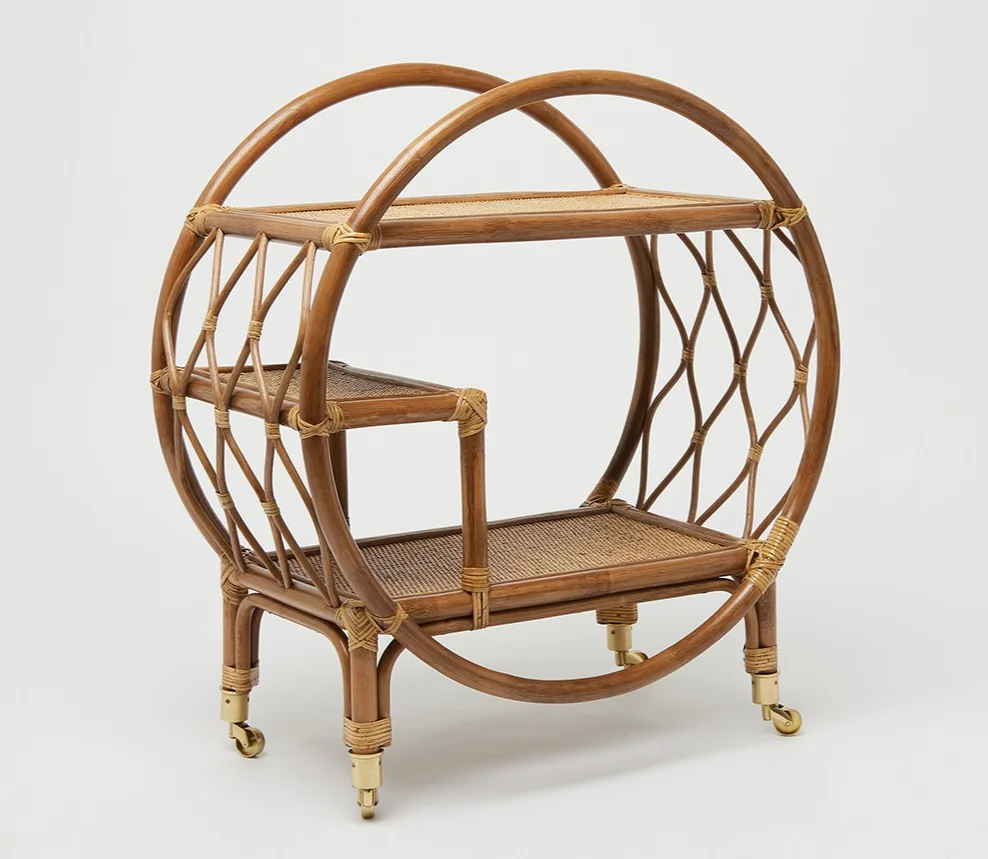Handcrafted Rattan Bar Cart Trolley - Eco Friendly & Stylish
